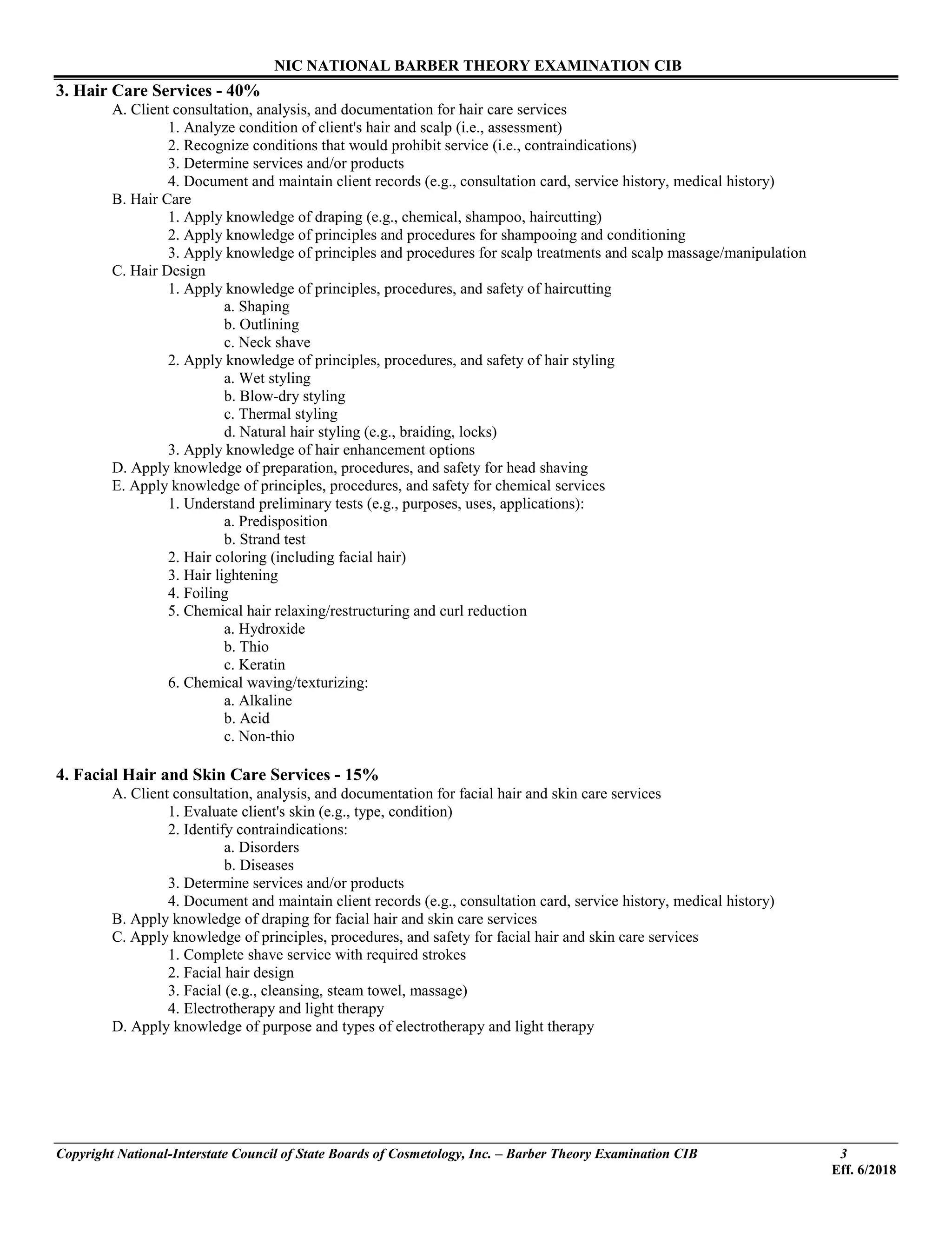 Nic barber theory examination content sb outline | PDF