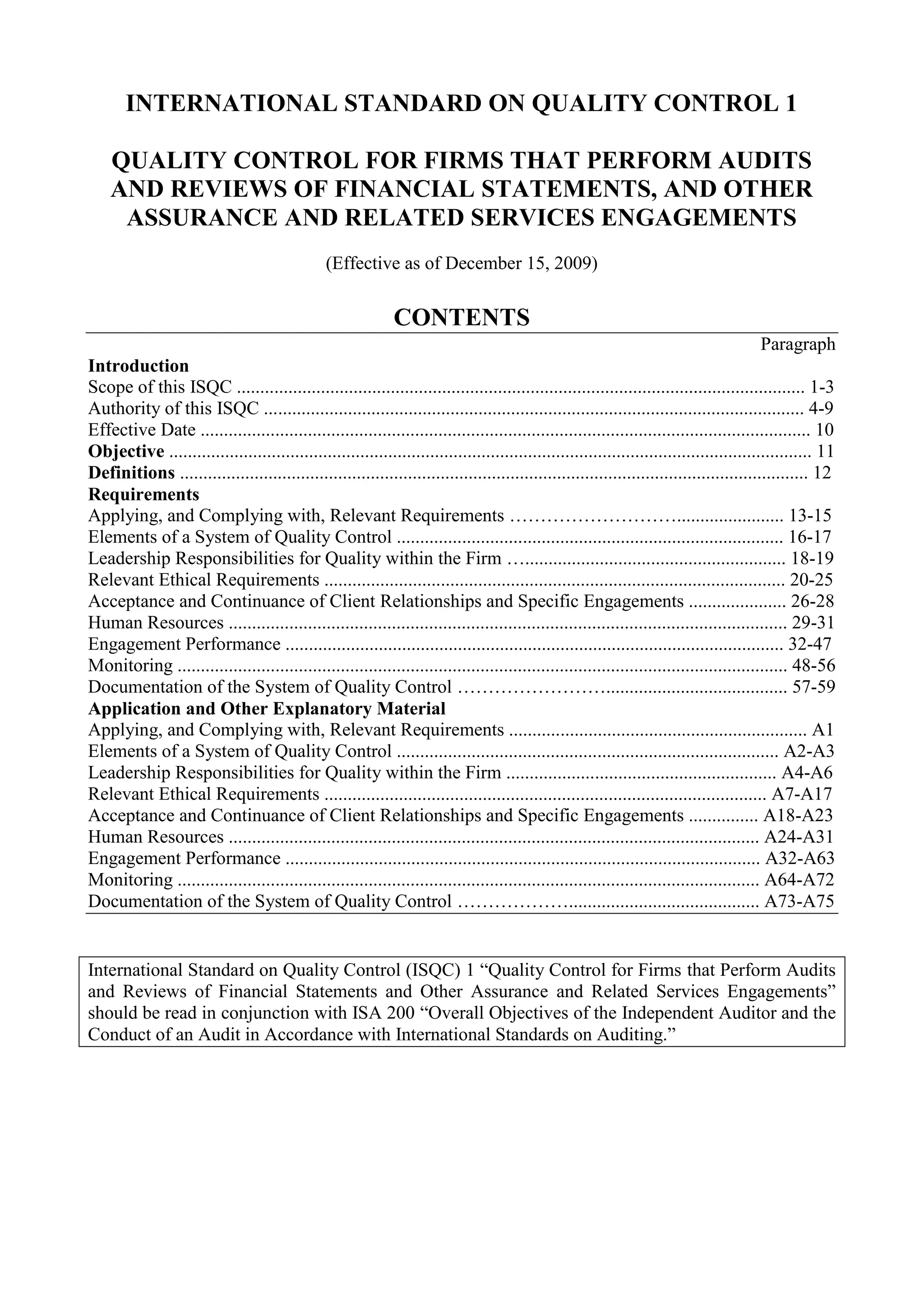 Nicc 1 Normas Internacionales Sobre Control De Calidad 1 En Ingles | PDF