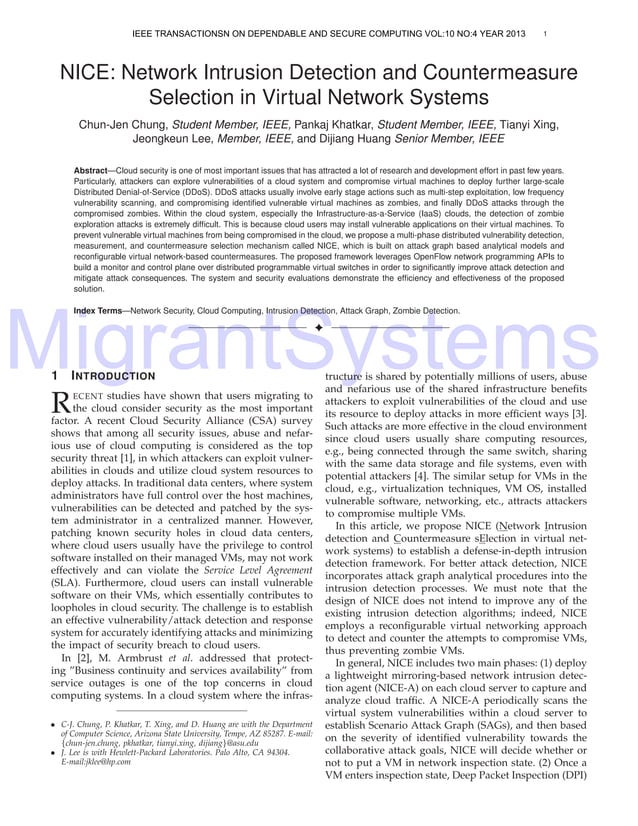 Nice Network Intrusion Detection And Countermeasure Selection In