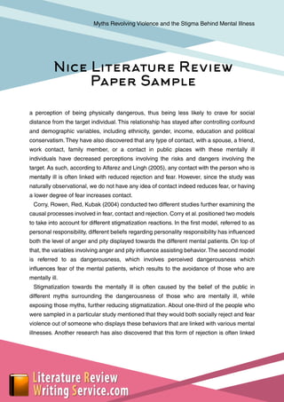 A Literature Review Example Of Paper