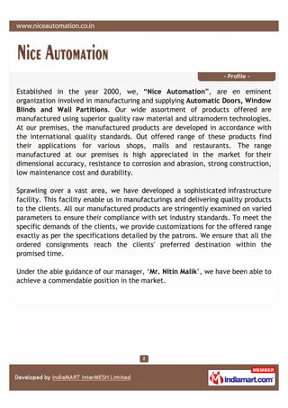 Nice Automation, New Delhi, Control Systems | PDF