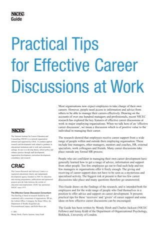 Practical Tips for Effective Career Discussions at Work (NICEC) | PDF