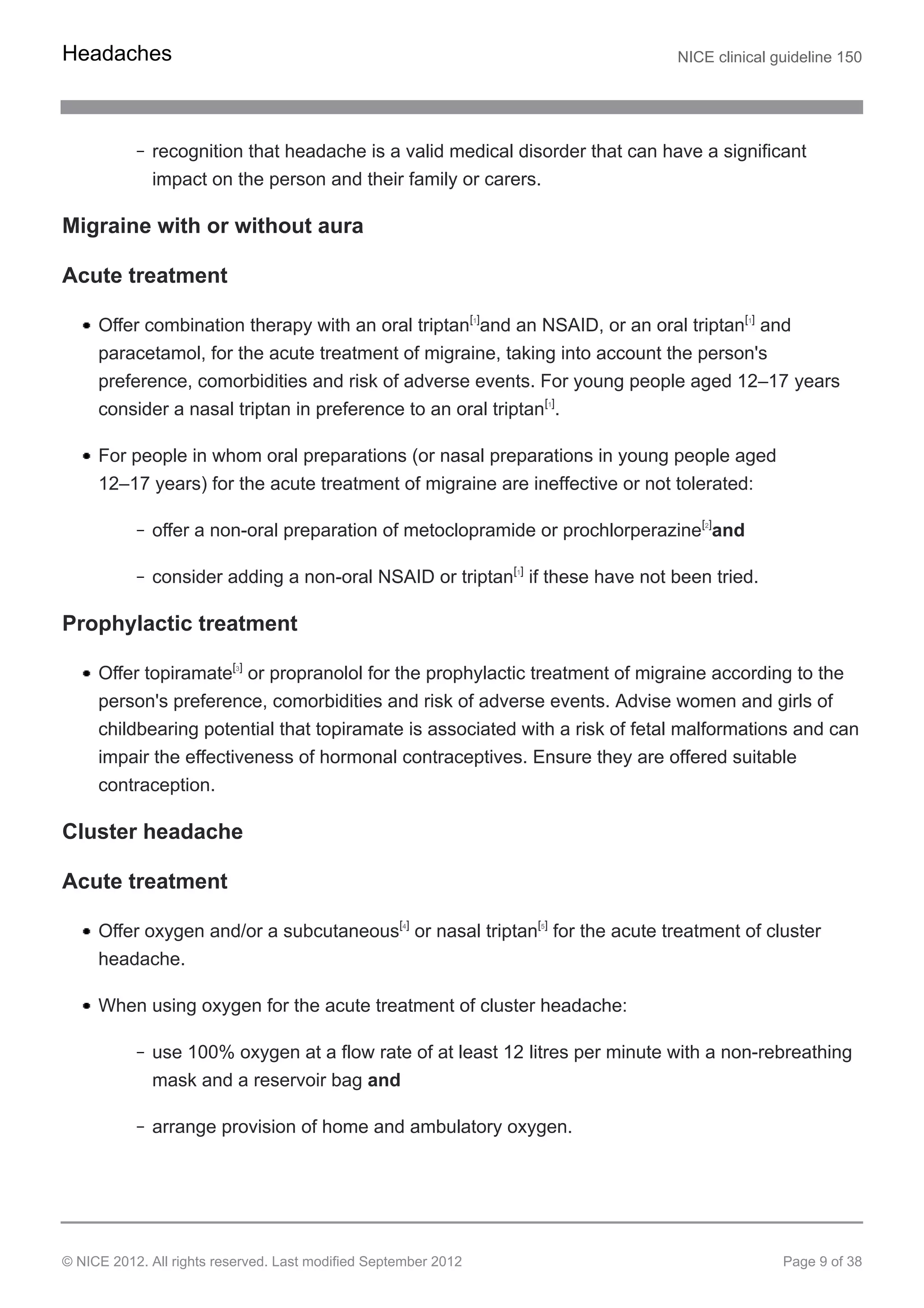 Nice headaches diagnosis and management of headaches in young people ...