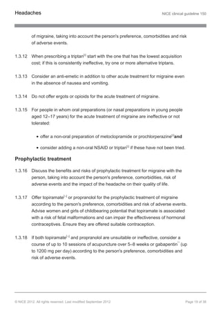 Nice headaches diagnosis and management of headaches in young people ...