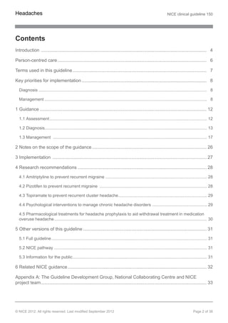 Nice headaches diagnosis and management of headaches in young people ...