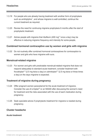Nice headaches diagnosis and management of headaches in young people ...