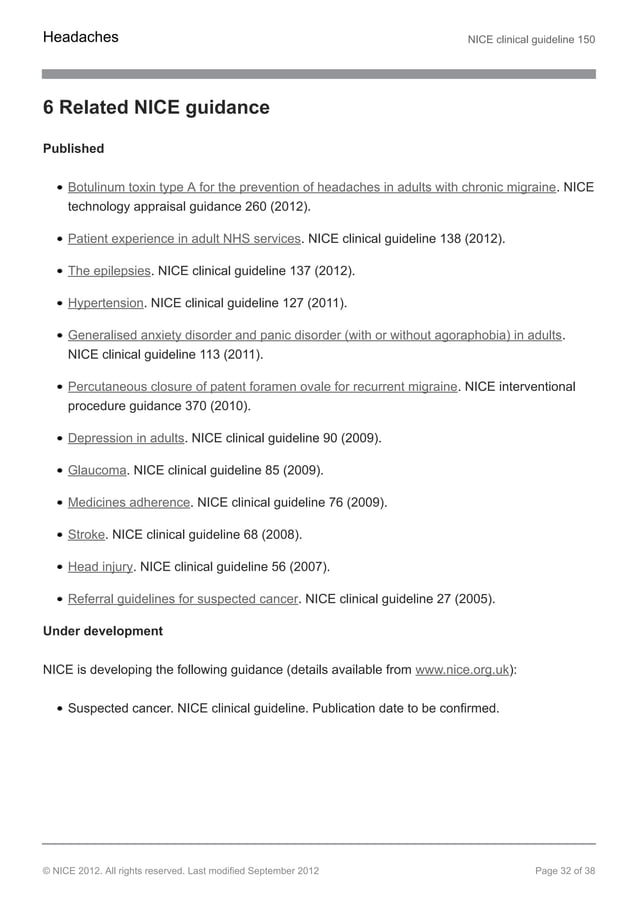 Nice headaches diagnosis and management of headaches in young people ...