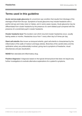 Nice headaches diagnosis and management of headaches in young people ...