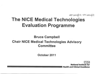 NICE Medical Technologies Evaluation Program | PDF
