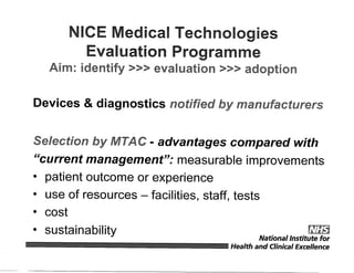 NICE Medical Technologies Evaluation Program | PDF