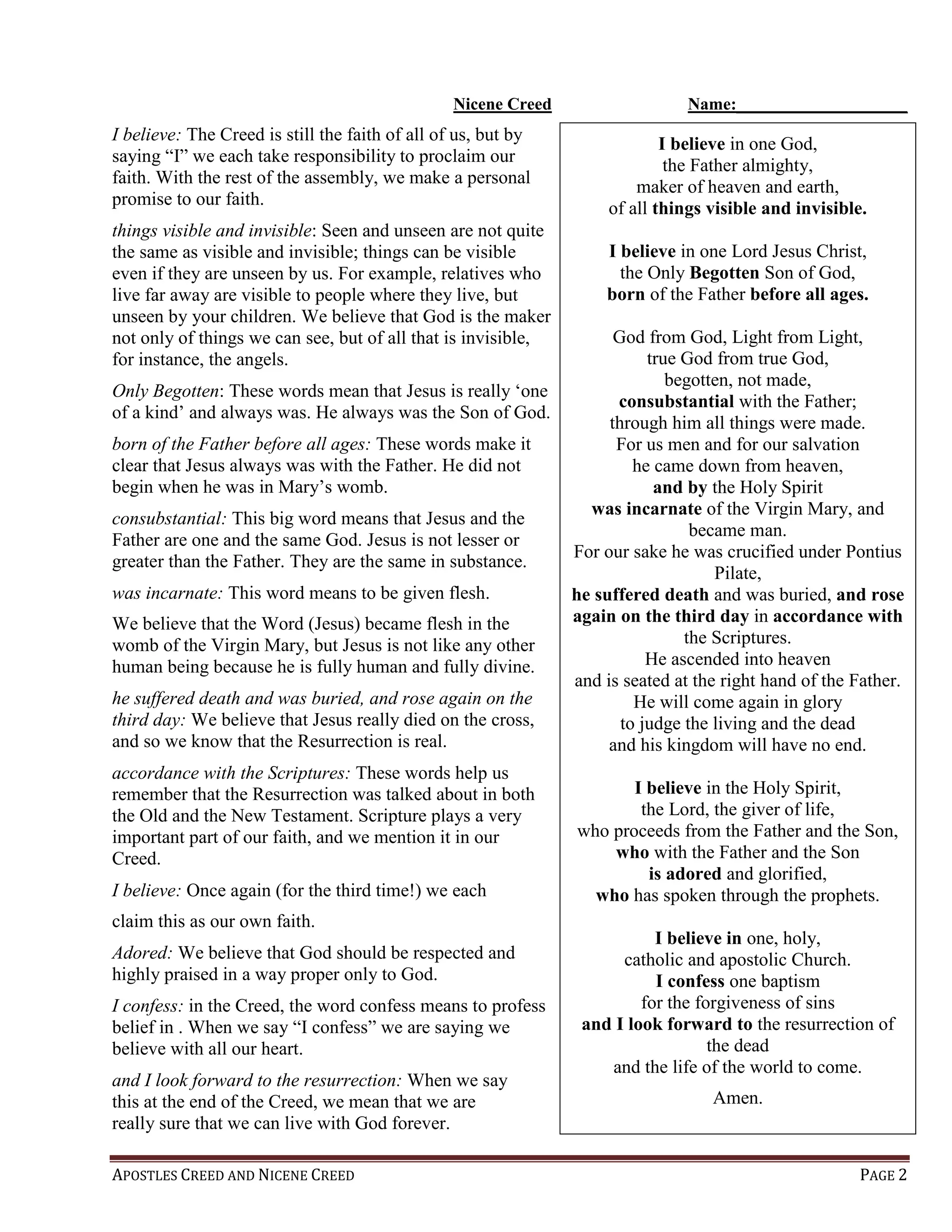 Nicene Creed and Apostle's Creed | PDF