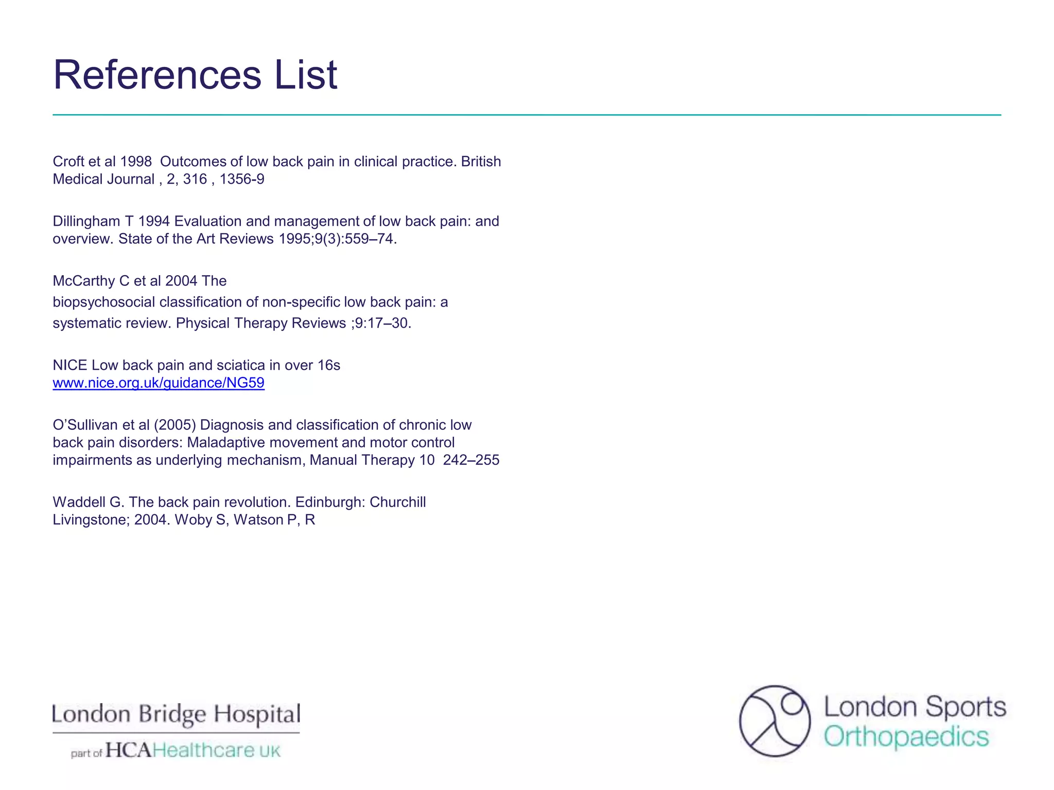 NICE Guidelines for Low Back Pain & Sciatica - A Useful Tool or a NHS ...