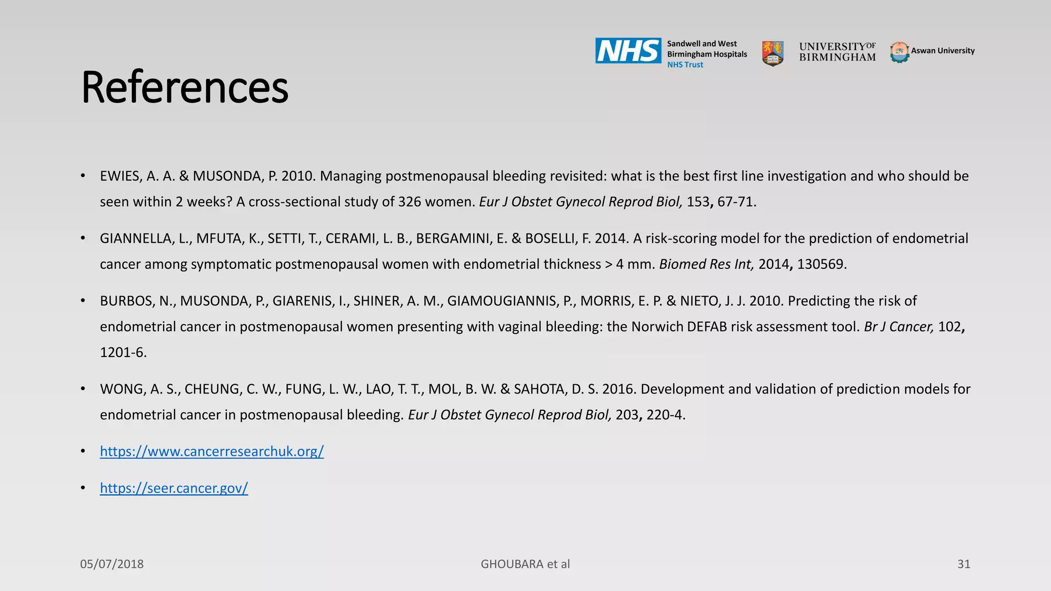 Nice referral guidelines for women with postmenopausal bleeding | PPTX