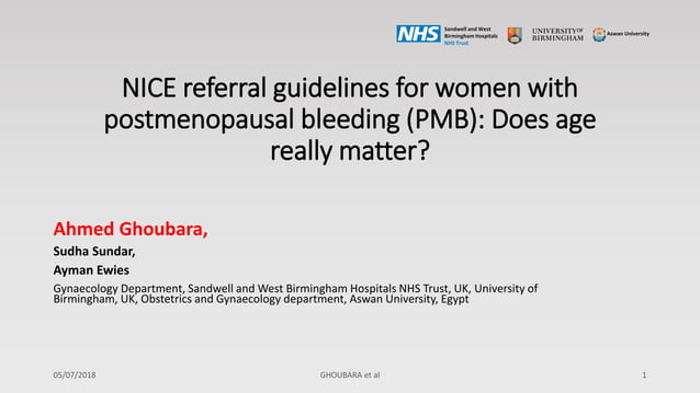 Nice referral guidelines for women with postmenopausal bleeding | PPT