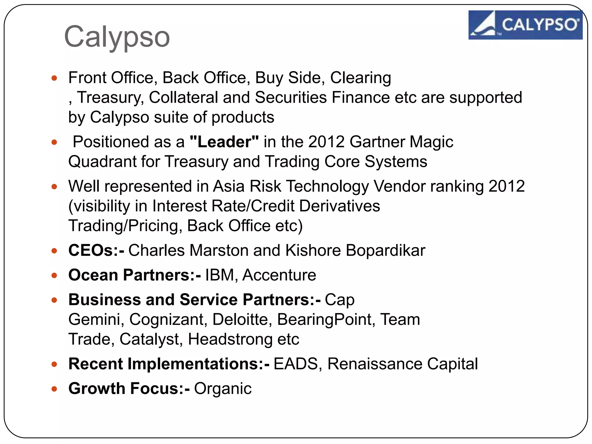 Niche financial software vendor profiles | PPTX