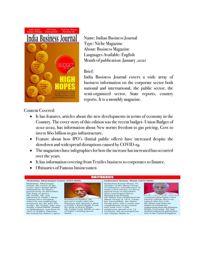 Niche magazine- Content Analysis and Report | PDF