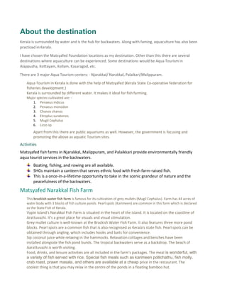 Niche Tourism - Pisciculture | DOCX