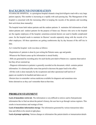 PROJECT-HOSPITAL MANAGEMENT SYSTEM CHAP. 1 TO 4 | ODT