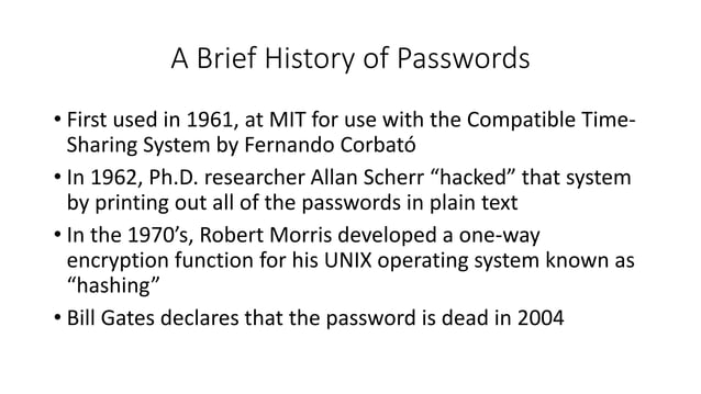 Nicholas Dorans - The Evolution of Passwords | PPT