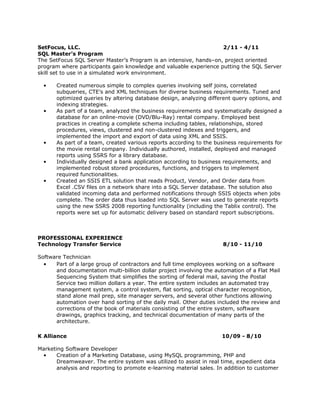 Nicholas Dragon SQL Server Developer | DOC