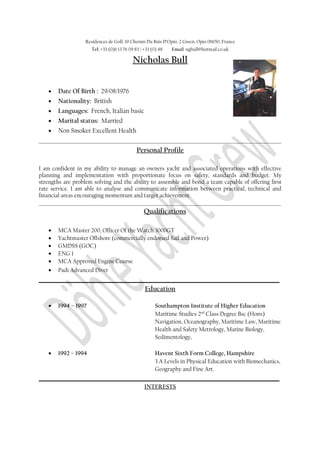Nicholas g bull captain | DOC