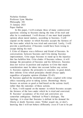 Nicholas graham professor lynn mardon philosophy 101 31 janu | DOCX | Law