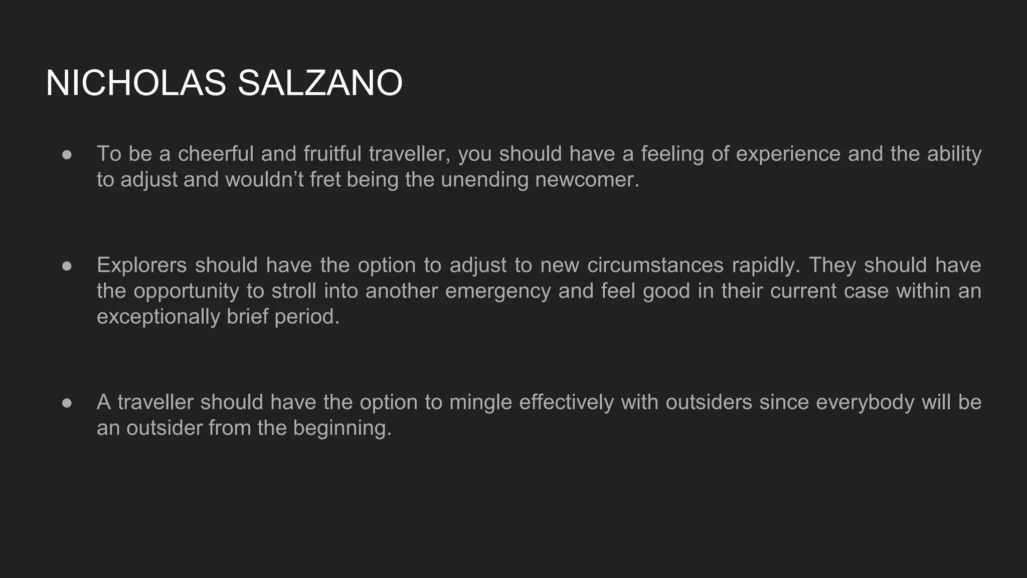 Nicholas salzano - A Traveler | PPT