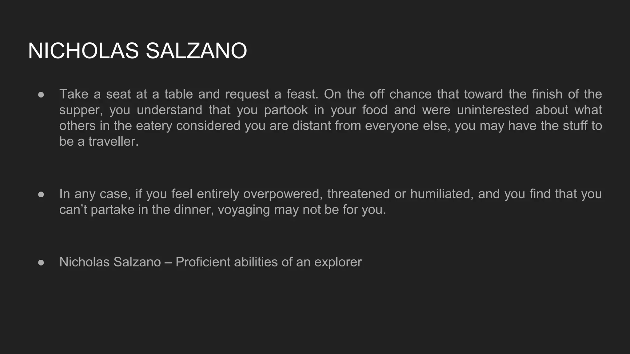 Nicholas salzano - A Traveler | PPT