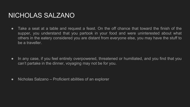 Nicholas salzano - A Traveler | PPT