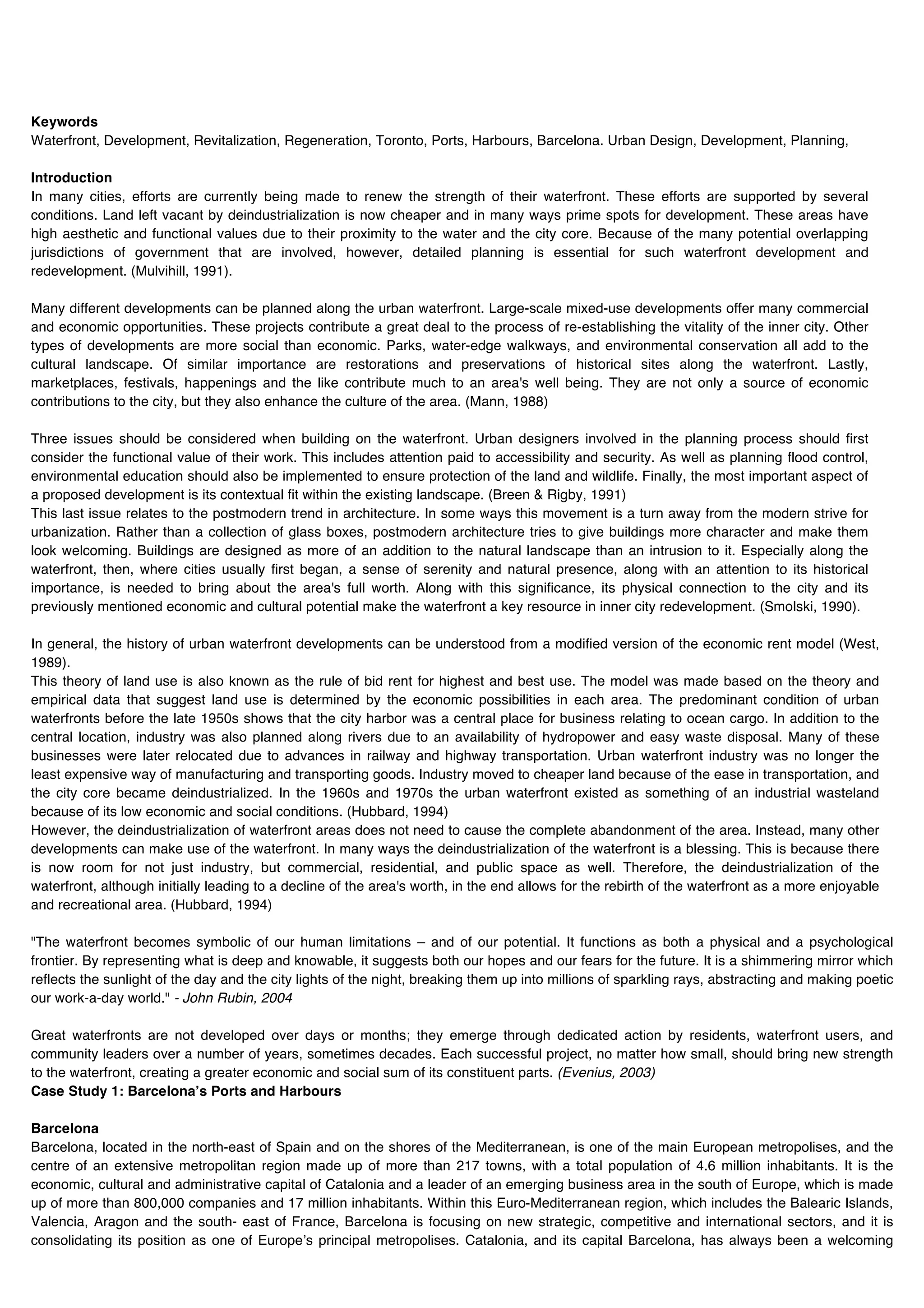 Waterfront Development Principles - TU Delft Thesis 2011 | PDF