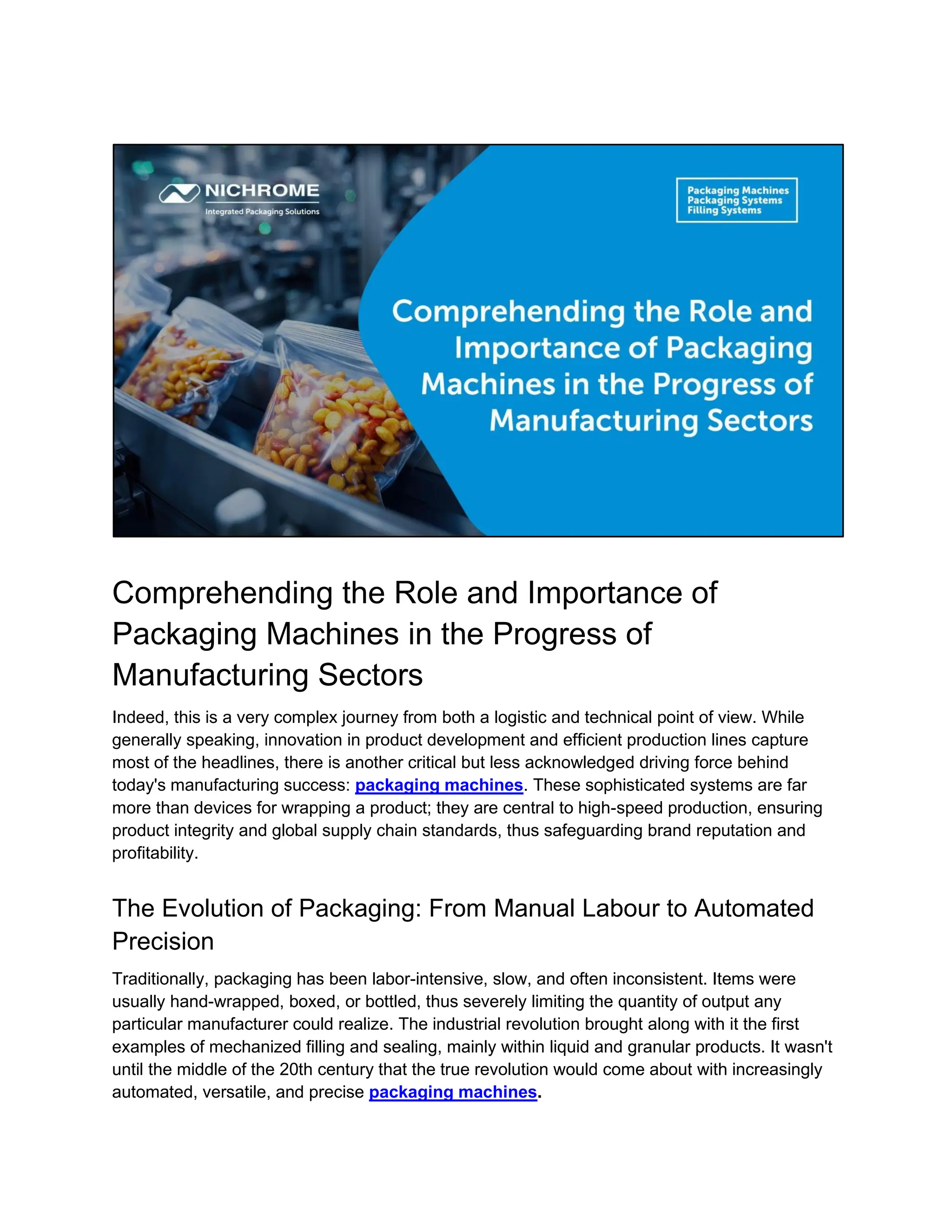 Comprehending the Role and Importance of Packaging Machines in the ...