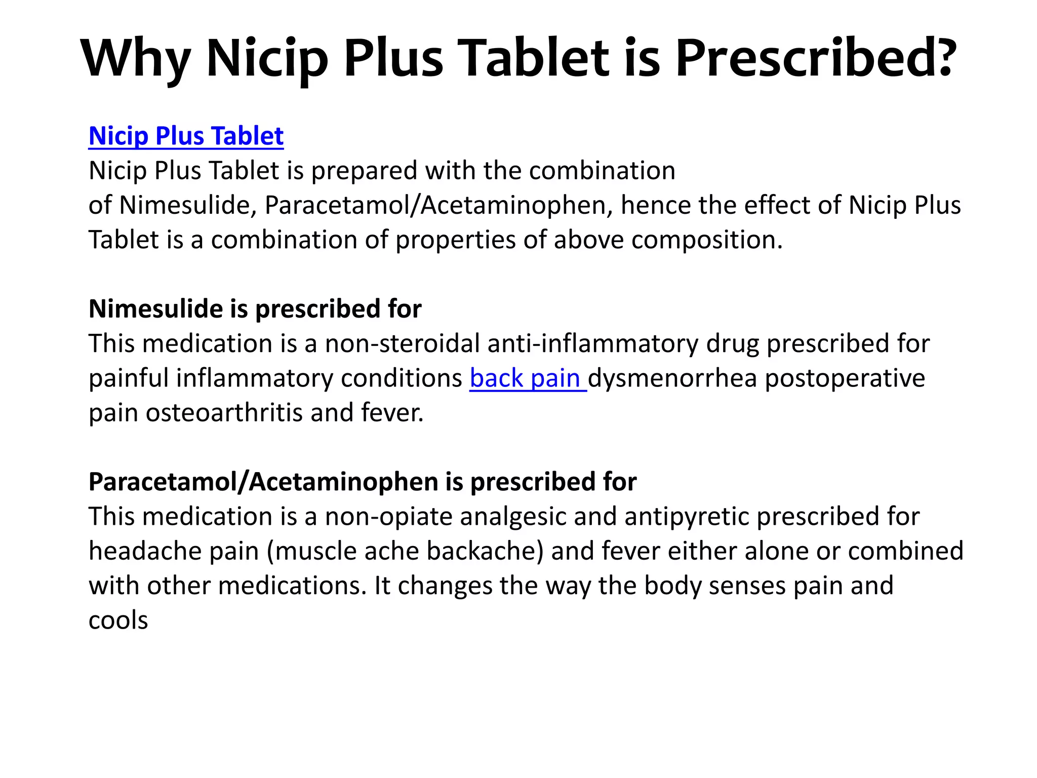 Nicip plus tablet | PPT