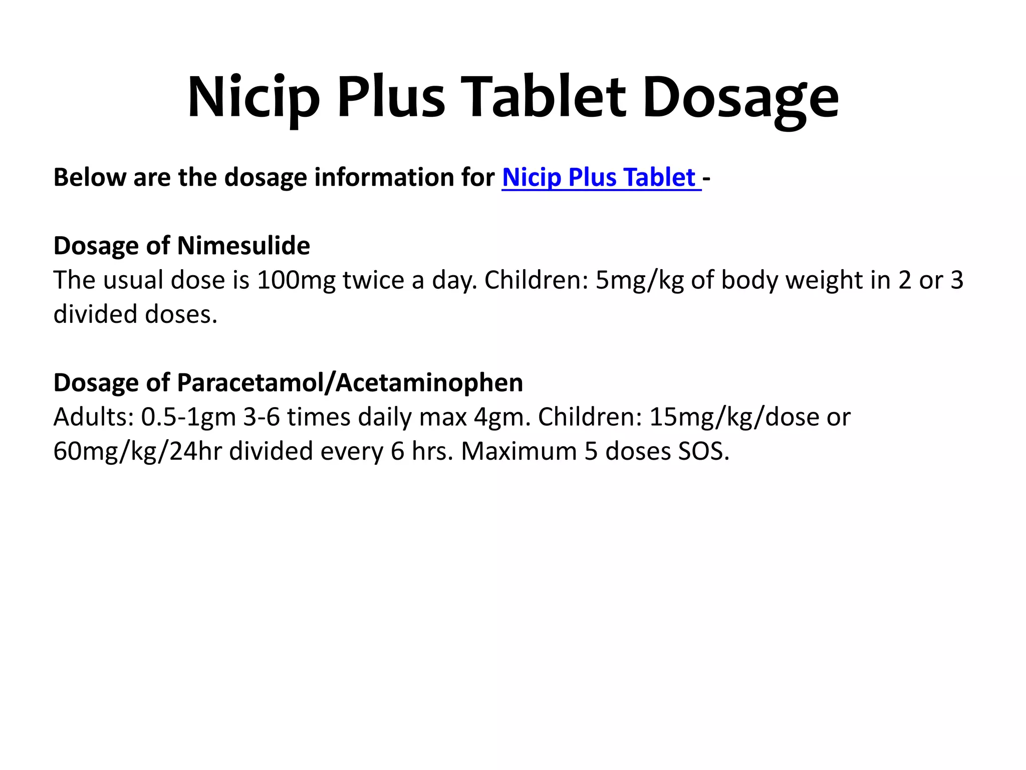 Nicip plus tablet | PPTX