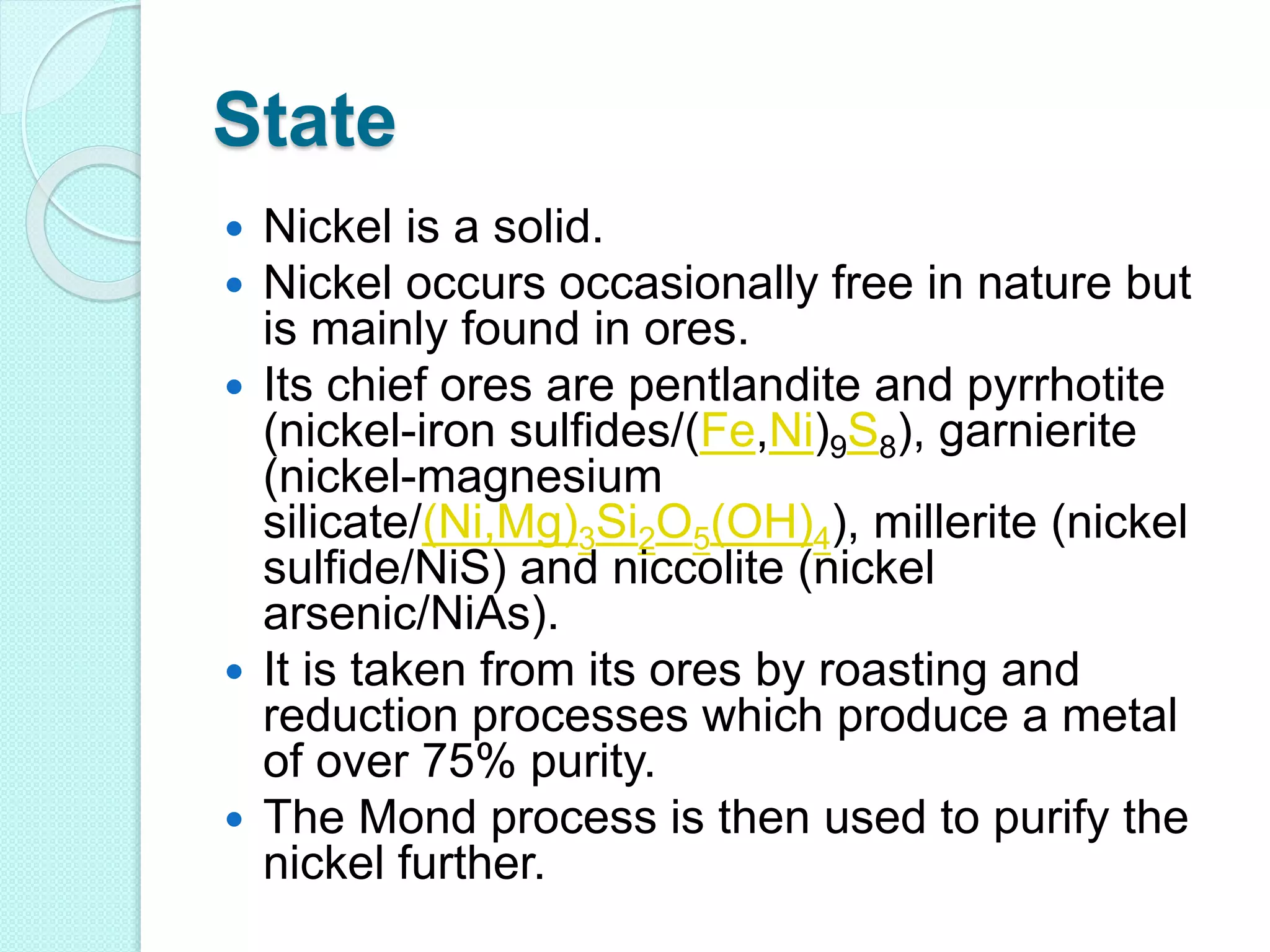 Nickel: A Corrosion-Resistant Element | PPTX
