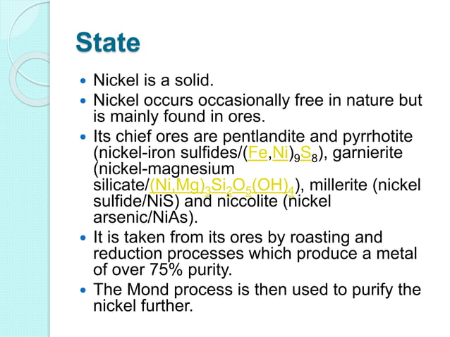 Nickel: A Corrosion-Resistant Element | PPT