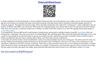 Nickel And Dimed Analysis | PDF