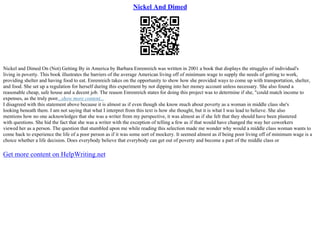 Nickel And Dimed Analysis | PDF