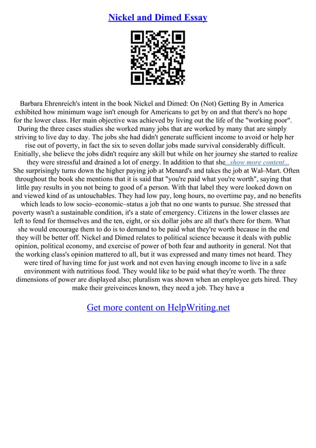 Nickel And Dimed Essay | PDF