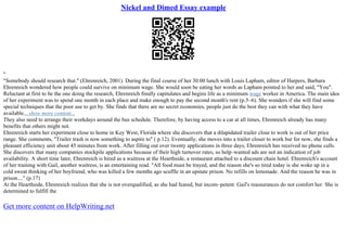 Nickel And Dimed Essay | PDF