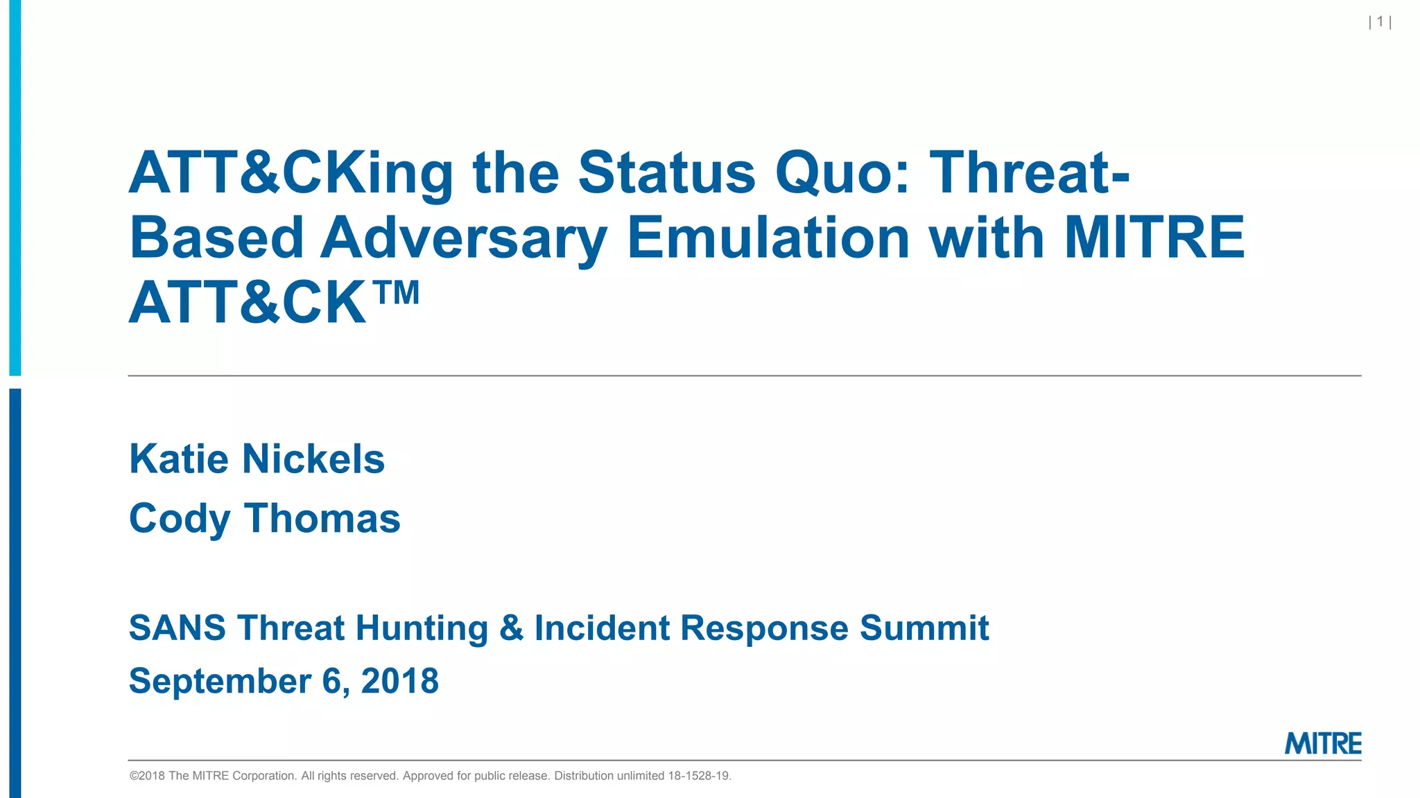Threat-Based Adversary Emulation with MITRE ATT&CK | PDF