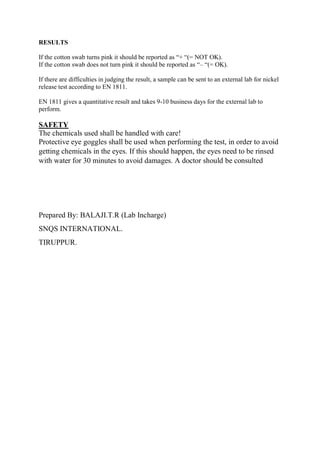 Nickel spot test | PDF