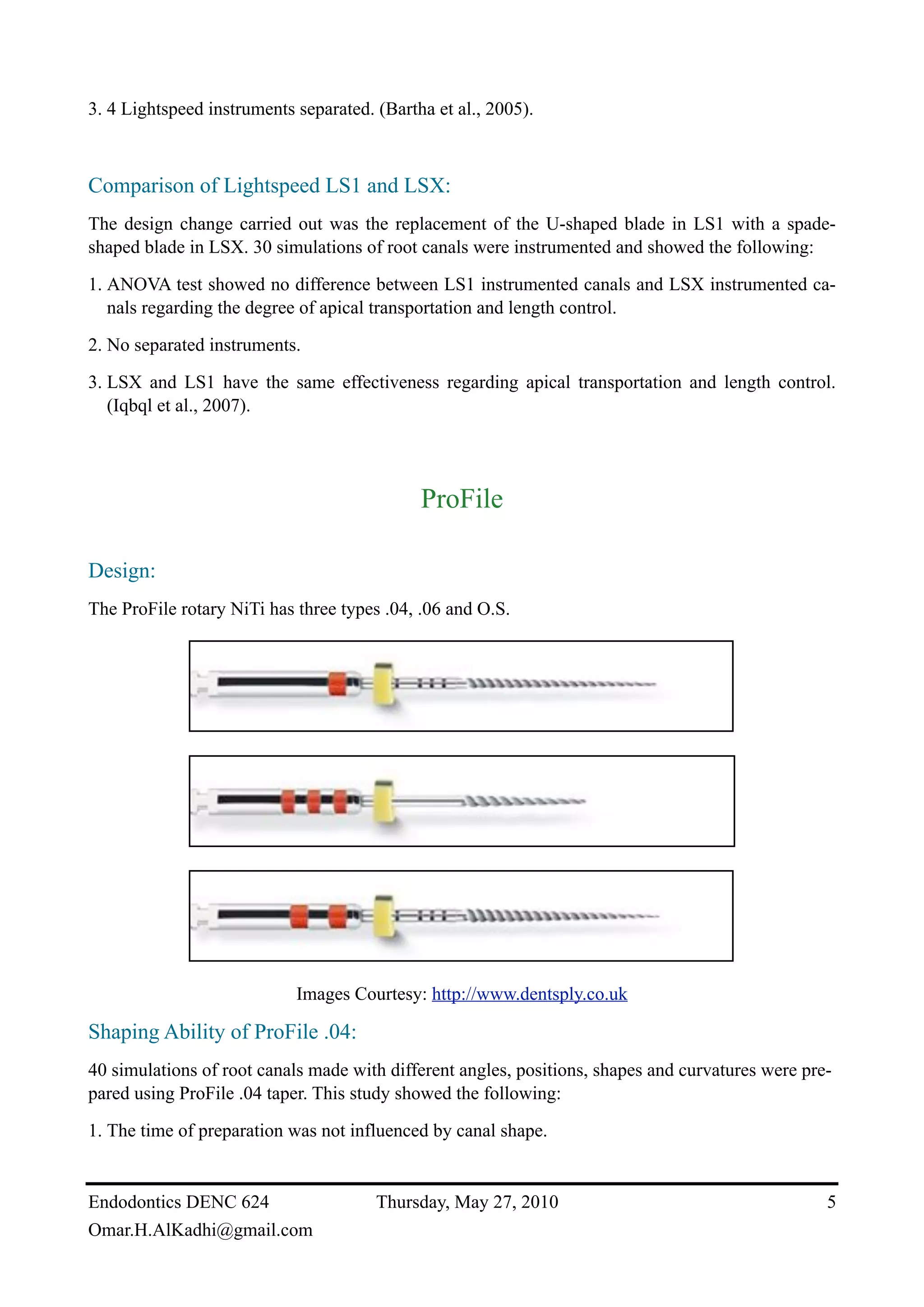 Nickel Titanium Rotary Root Canal Instrumentation | PDF