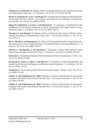 Nickel Titanium Rotary Root Canal Instrumentation | PDF