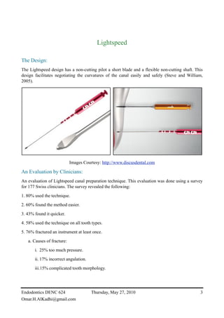 Nickel Titanium Rotary Root Canal Instrumentation | PDF