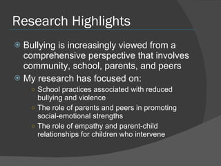 Bullying Prevention: Research Highlights from UB's Alberti Center | PPT