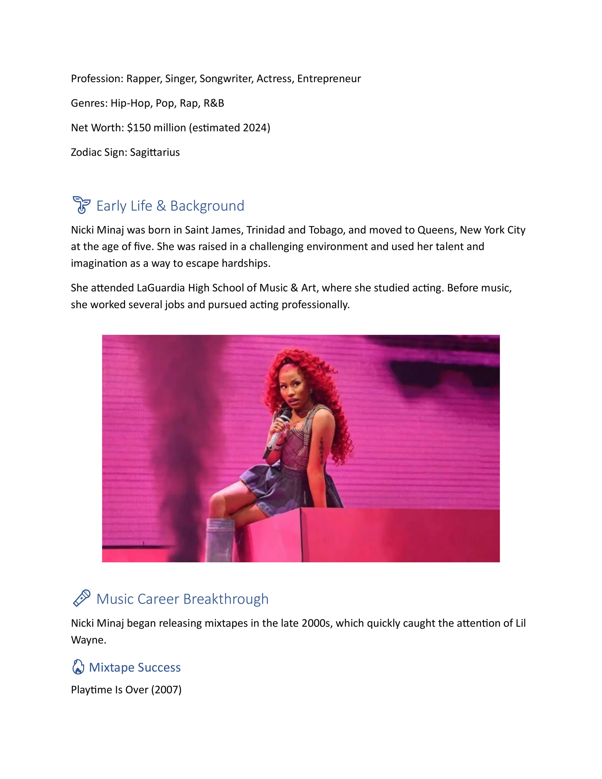Nicki Minaj Life Biography The Celeb Post | PDF
