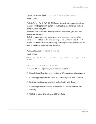 Nicholas Minton Resume 2018 | DOCX