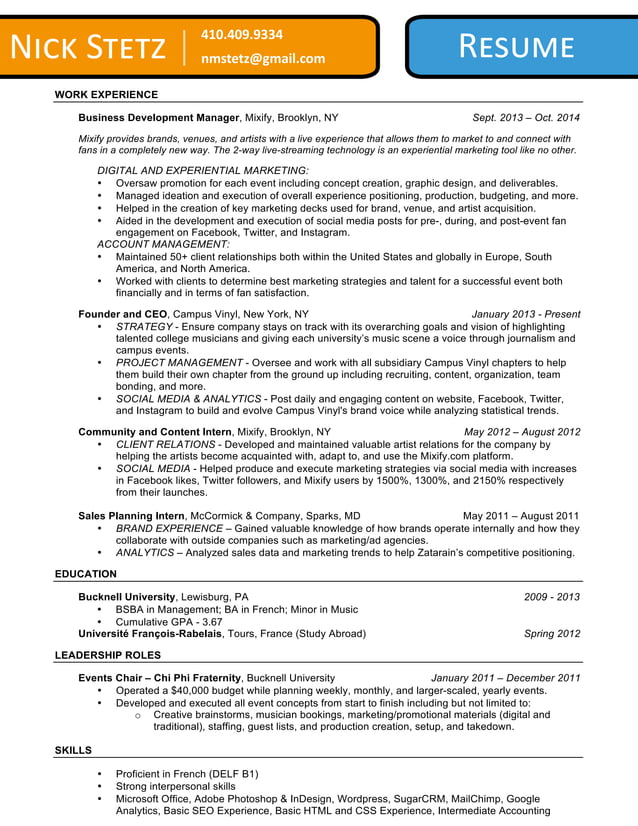 Nick stetz resume & portfolio | PDF