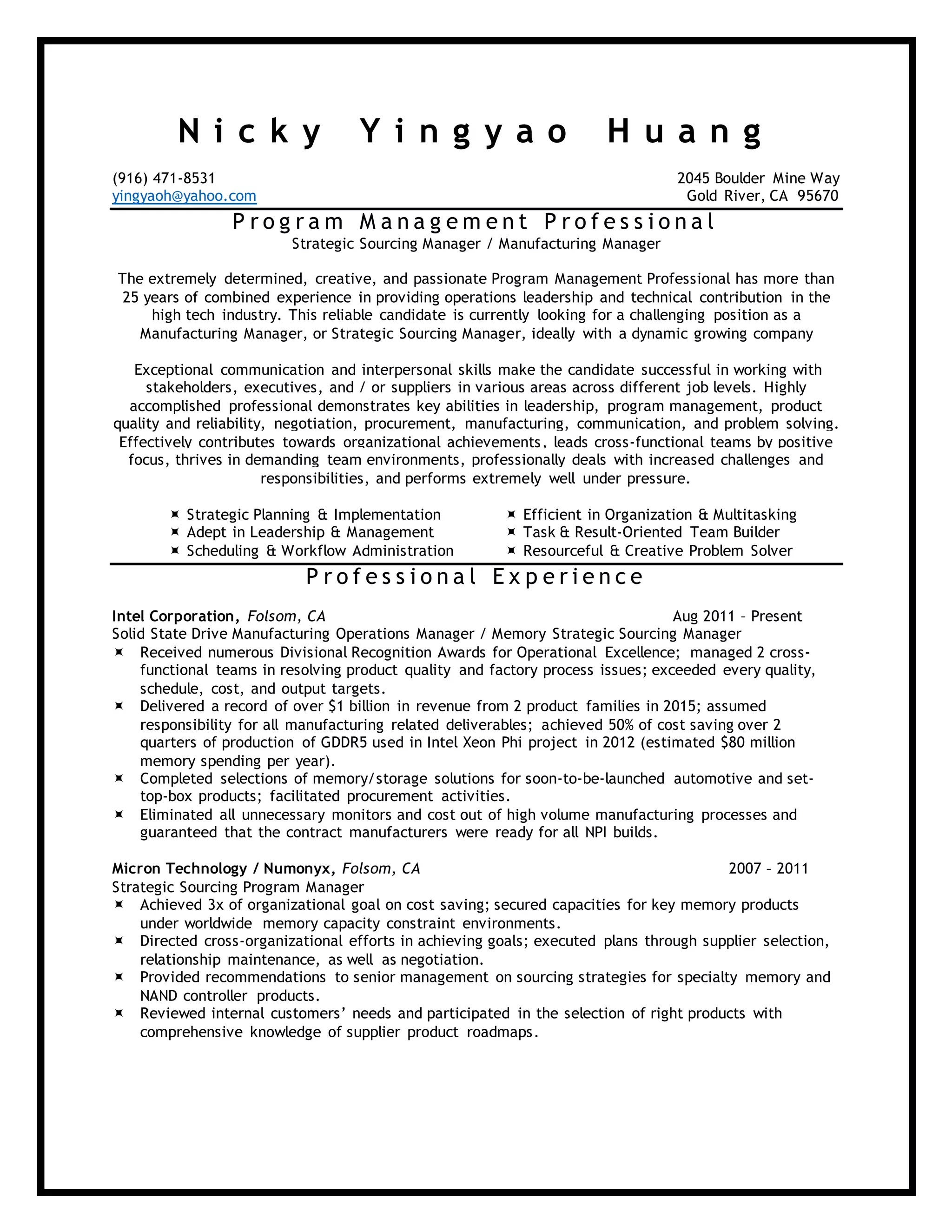 Nicky Huang resume | PDF