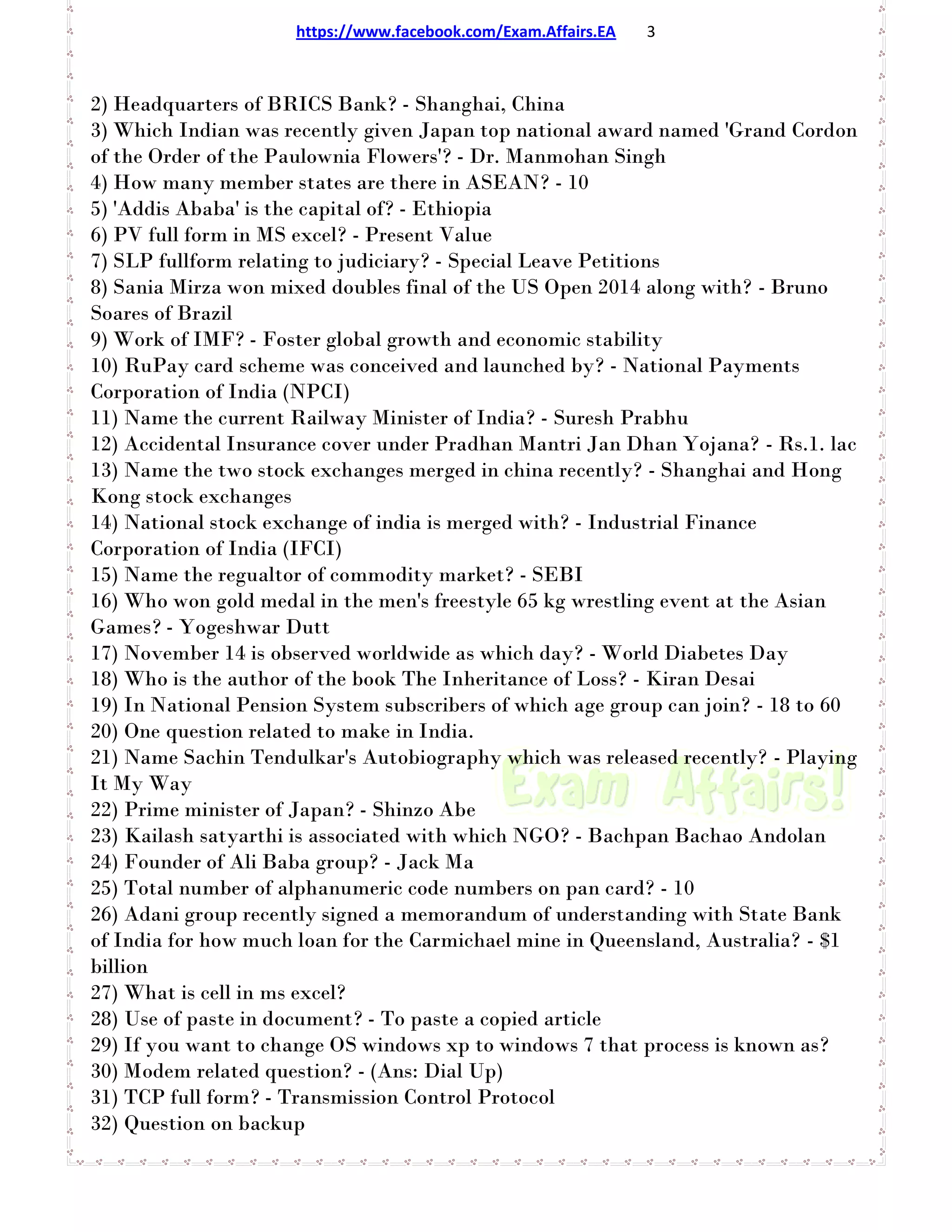 Nicl ao 2015 exam questions and answers | PDF